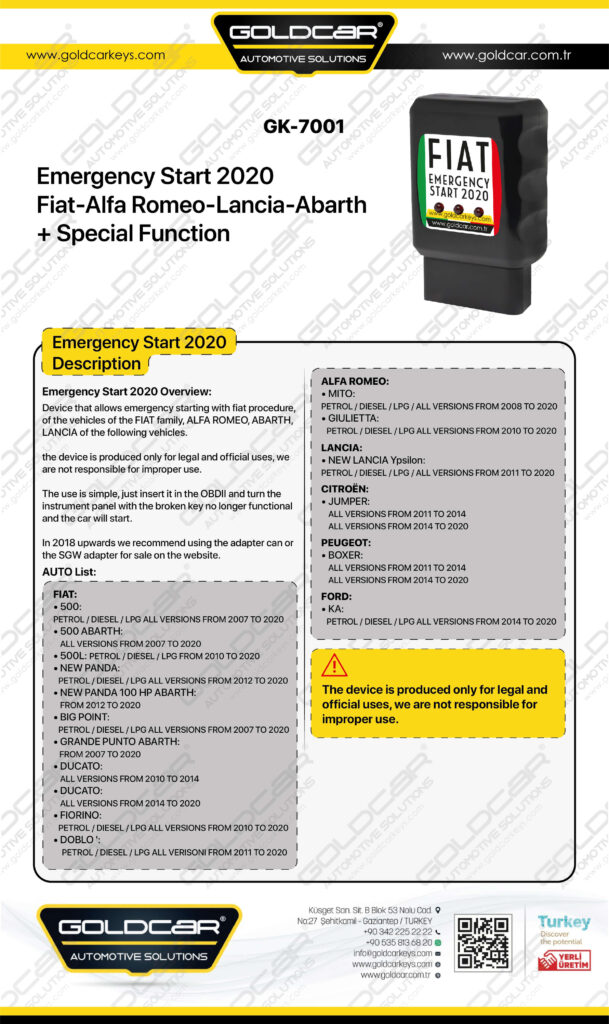 Emergency Start 2020 Fiat - Alfa Romeo - Lancia - Abarth + Special ...