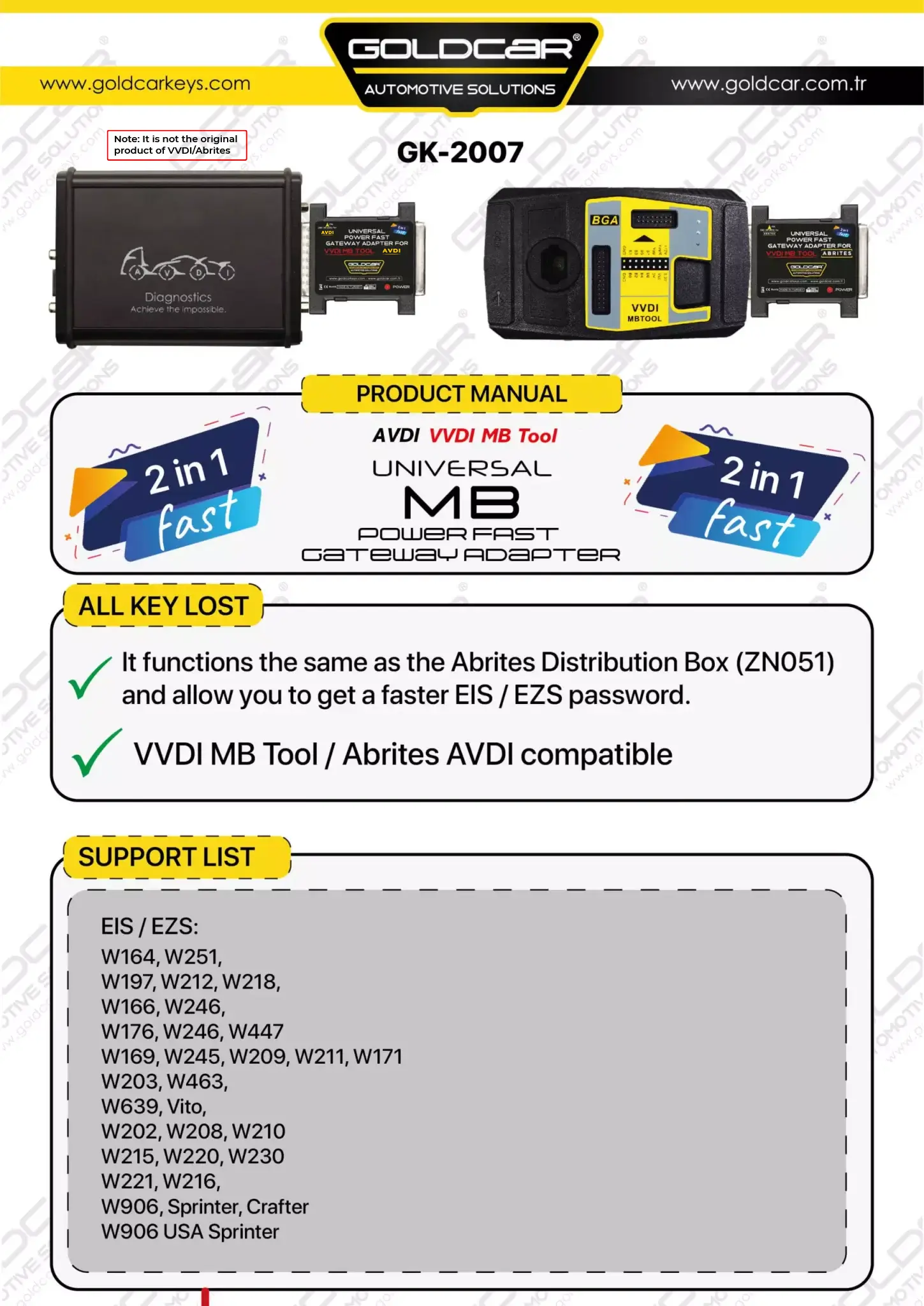 Universal Power Fast Gateway Adapter for VVDI MB Tool AVDI » Goldcarkeys